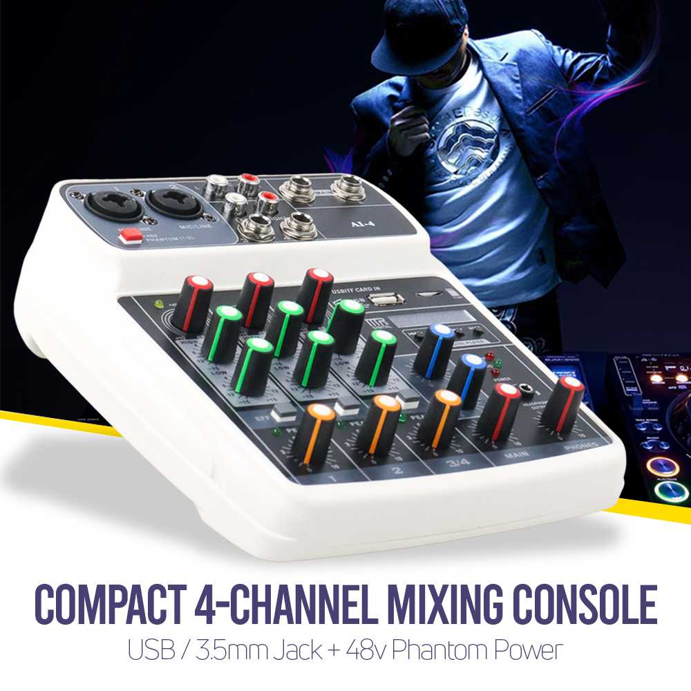 Jual Muslady Compact Mixing Console Mixer 4 Channel Phantom 48V - AI-4 ...