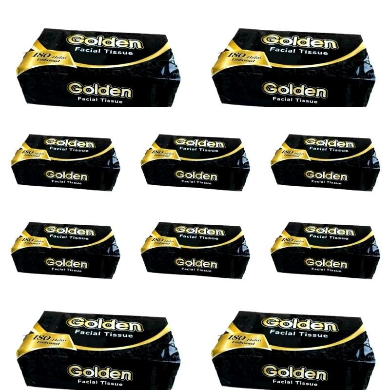 Jual [10 Pcs] Tissue Golden Facial 180 helai embossed Tisu murah ...