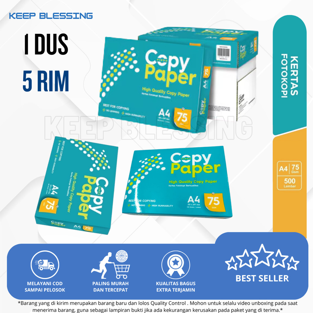 Jual ( 1 DUS/ 5 RIM) Kertas A4 75 GSM - Kertas Hvs Putih - Copy Paper ...