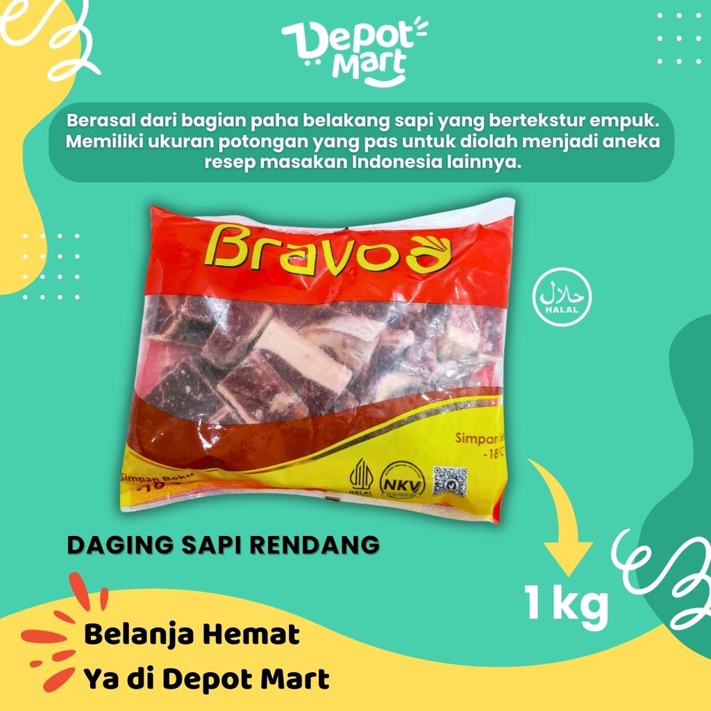 Jual Bravo Daging Rendang Frozen 1 Kg Depot Mart | Shopee Indonesia