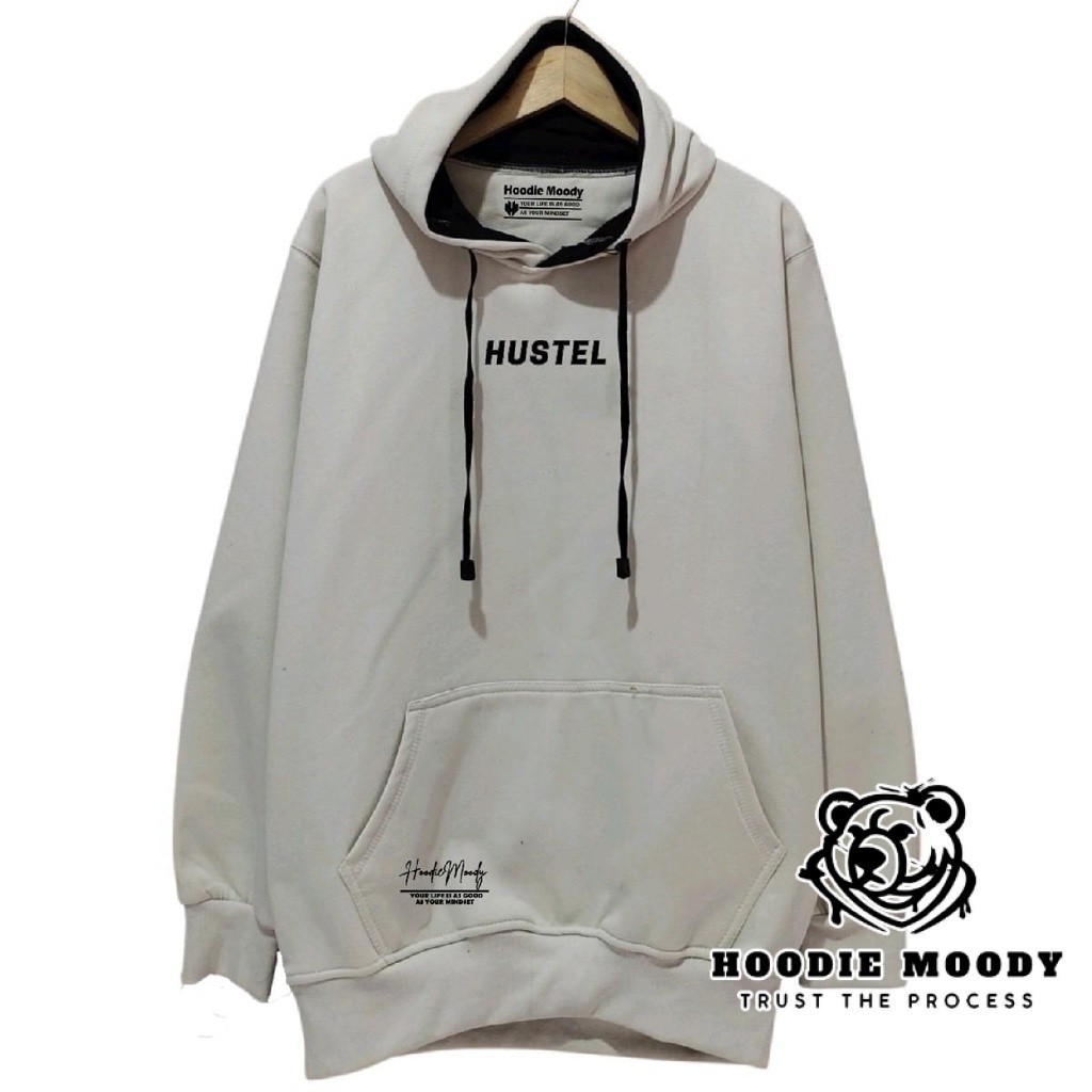 Jual hoodie moody sweater hoodie pria distro hustel warna hitam putih ...
