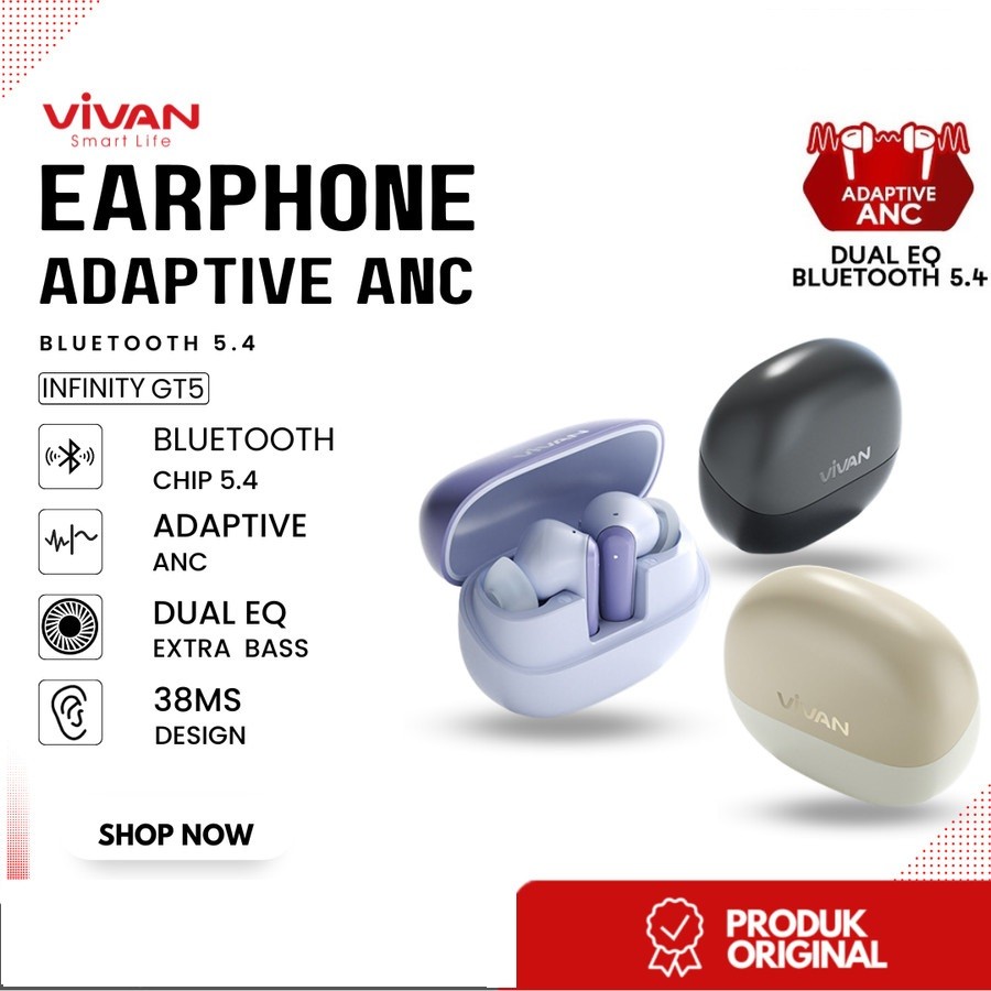 Jual EARPHONE VIVAN INFINITY GT5 | Earphone Vivan Infinity GT5 Wireless ...