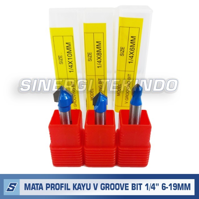 Jual Mata Profil Trimmer Kayu V Groove Bit 1/4 6 8 10 12 16 19 - AST ...