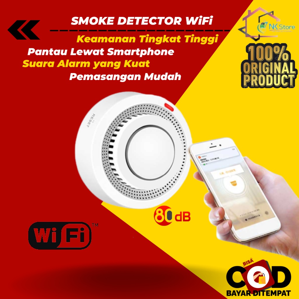 Jual Alarm Asap Kebakaran Rumah Fire Smoke Detector WiFi Alat ...