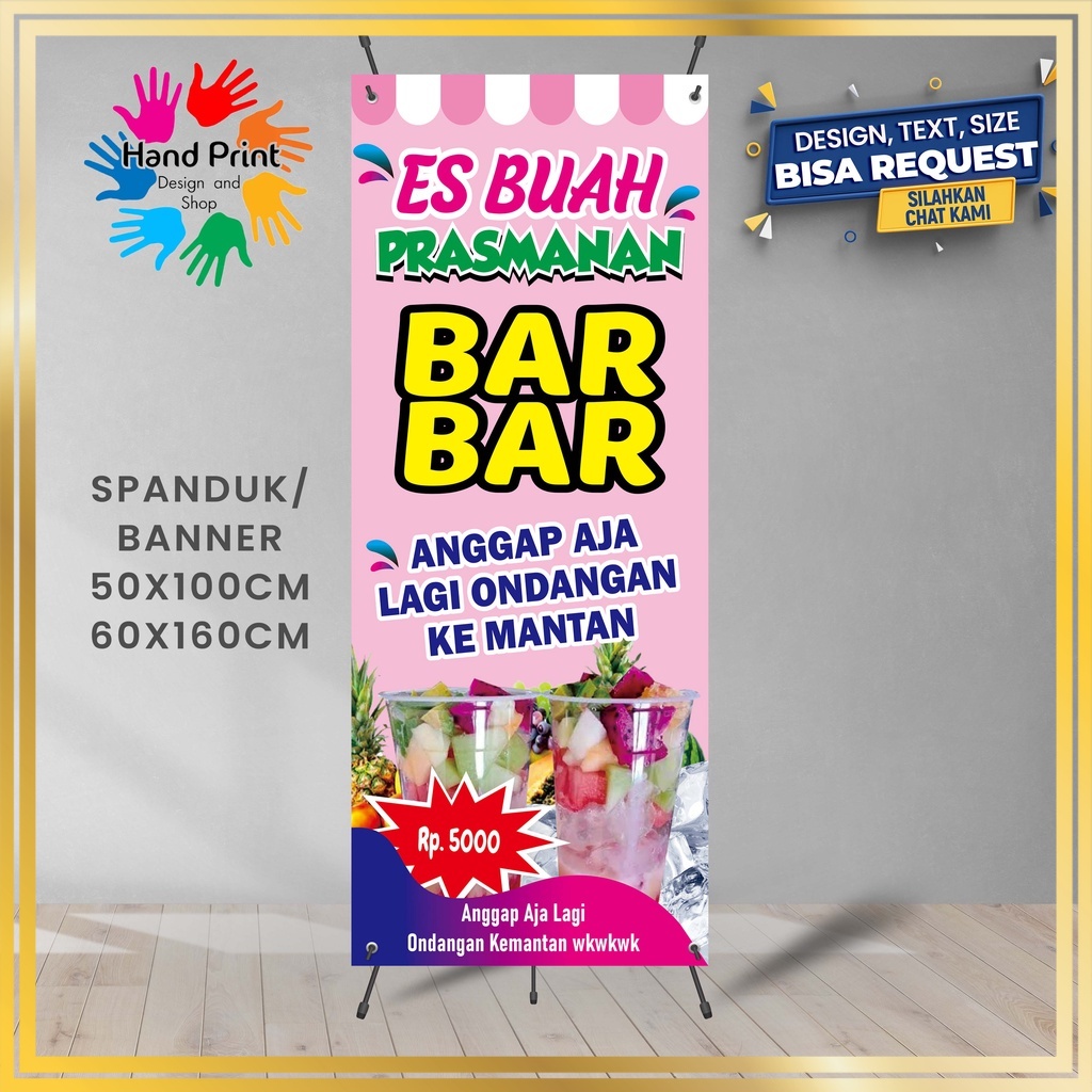 Jual SPANDUK / BANNER Es Buah Barbar Pink Gratis Request | Shopee Indonesia