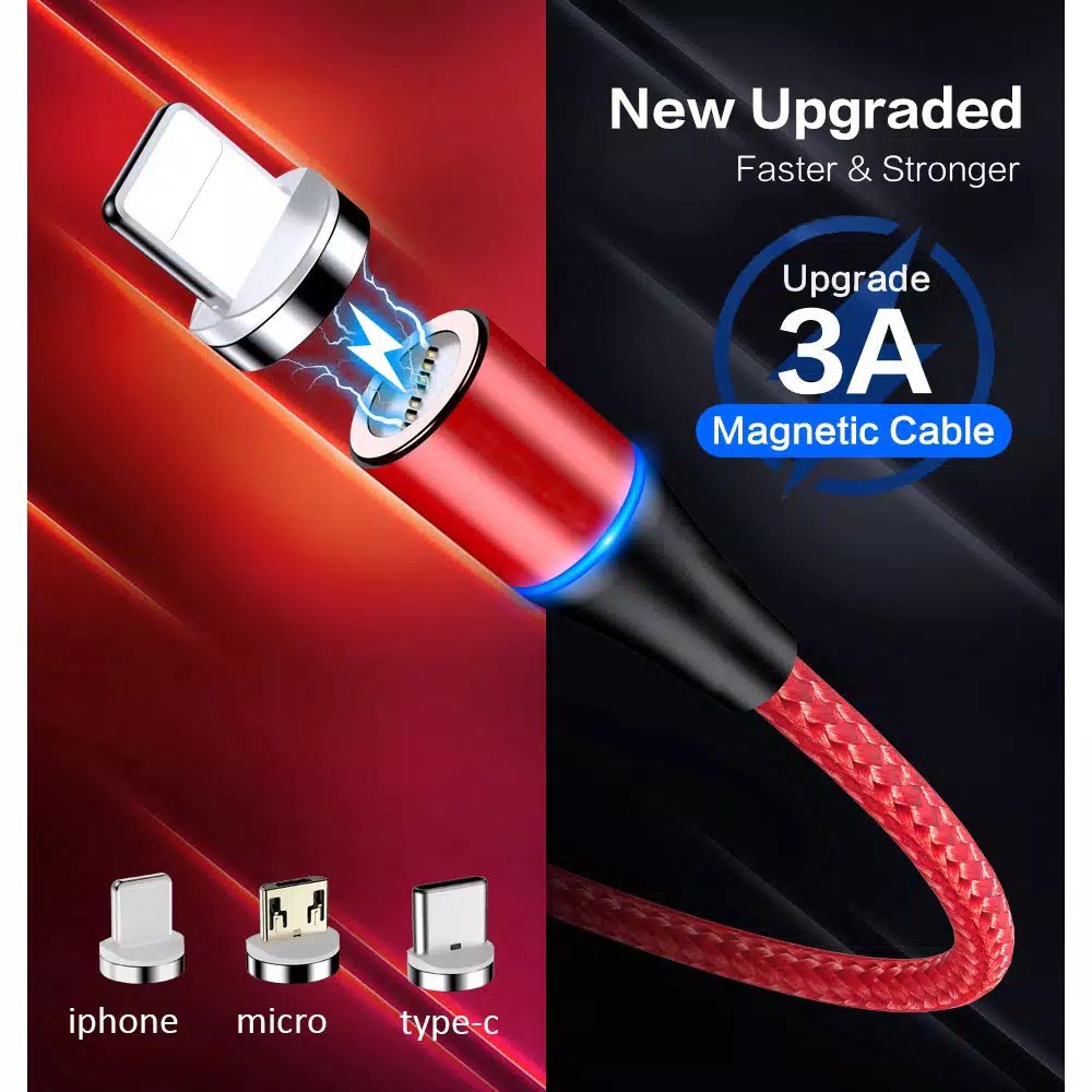 Jual 3A magnetic fast charging cable data transfer kabel casan magnet ...