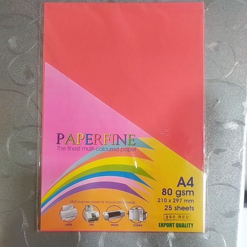 Jual Kertas HVS Warna PAPERFINE 80gram A4 25 lembar | Shopee Indonesia