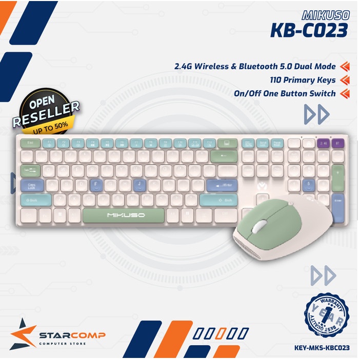 Jual Mikuso KB-C023 Keyboard Mouse Wireless 2.4G & Bluetooth 5.0 Dual Mode | Shopee Indonesia