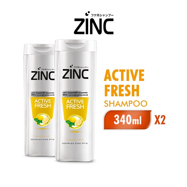 Jual Best Produk !!! Zinc Shampoo Active Fresh Lemon 340 ml x2 | Shopee ...