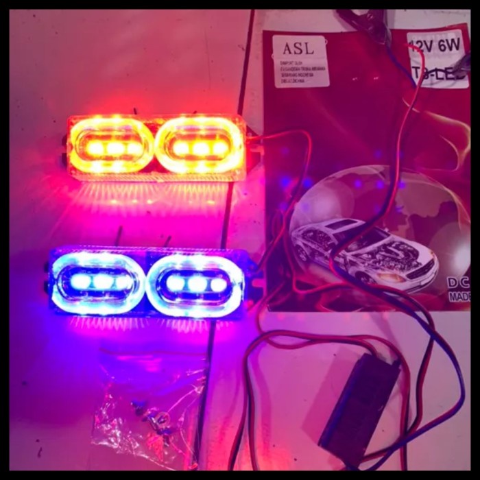 Jual LAMPU STROBOW BIRU MERAH LED VARIASI MOTOR/MOBIL LAMPU STROBO 12 ...