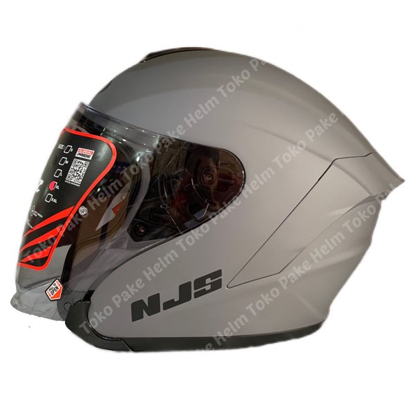 Jual HELM NJS KAIROZ GREY ABU DOF HALF FACE | Shopee Indonesia