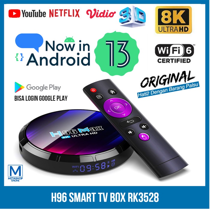 Jual H96 MAX RK3528 Smart TV Box Android 4K 8K Dualband Wifi6 Quad Core ...