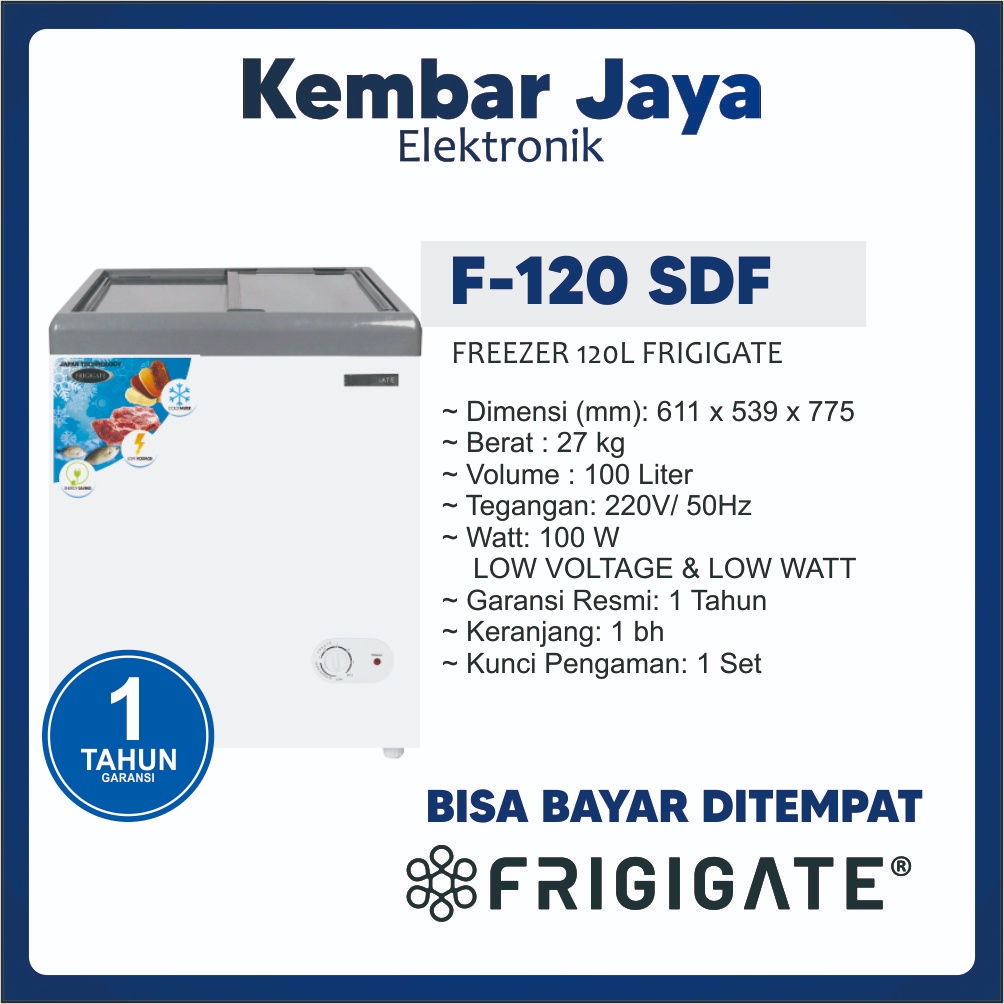Jual PROMO CHEST FREEZER Frigigate CF-120SDF 100Liter Sliding Door ...