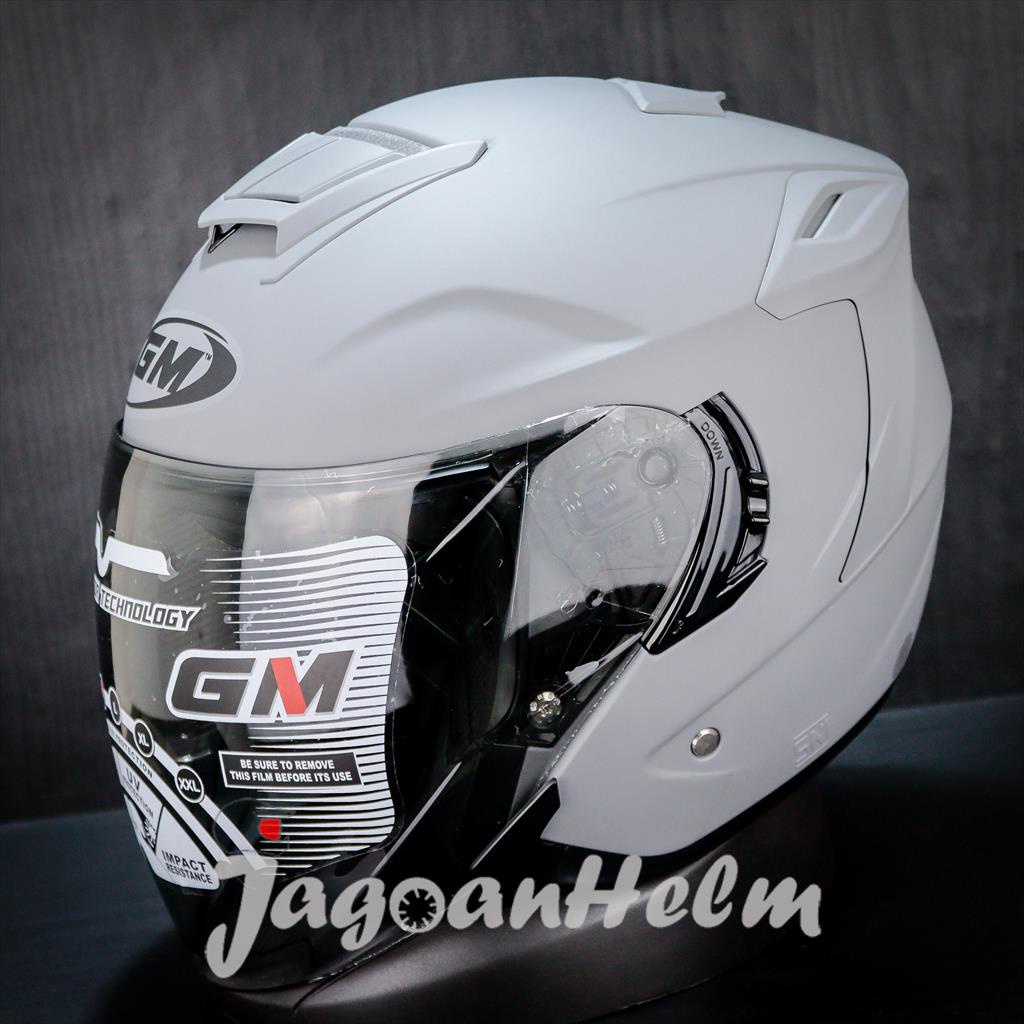 Jual GM FURY SOLID NX DIM GREY DOFF | HALF FACE | DOUBLE VISOR | Shopee ...