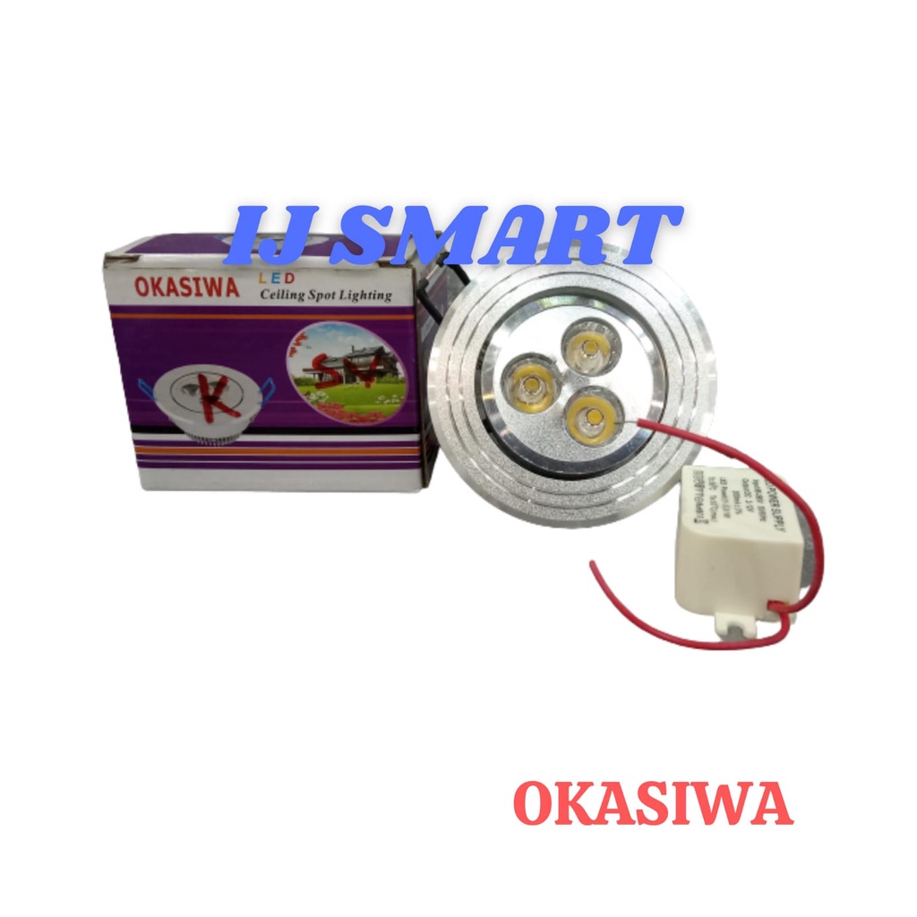 Jual DOWNLIGHT LED BULAT OKASIWA - 3 WATT 3 MATA KUNING (3000K ...