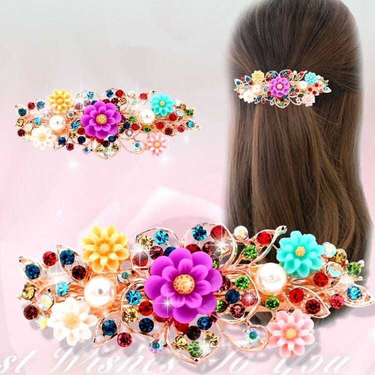 Jual Jepit Rambut Otomatis Premium Motif Bunga Wanita Elegan High ...