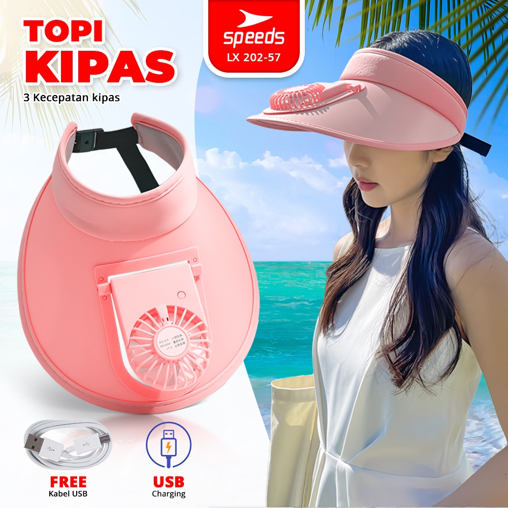 Jual SPEEDS Topi Kipas Angin USB Portable Mini Fan Hat Topi Anti Panas ...