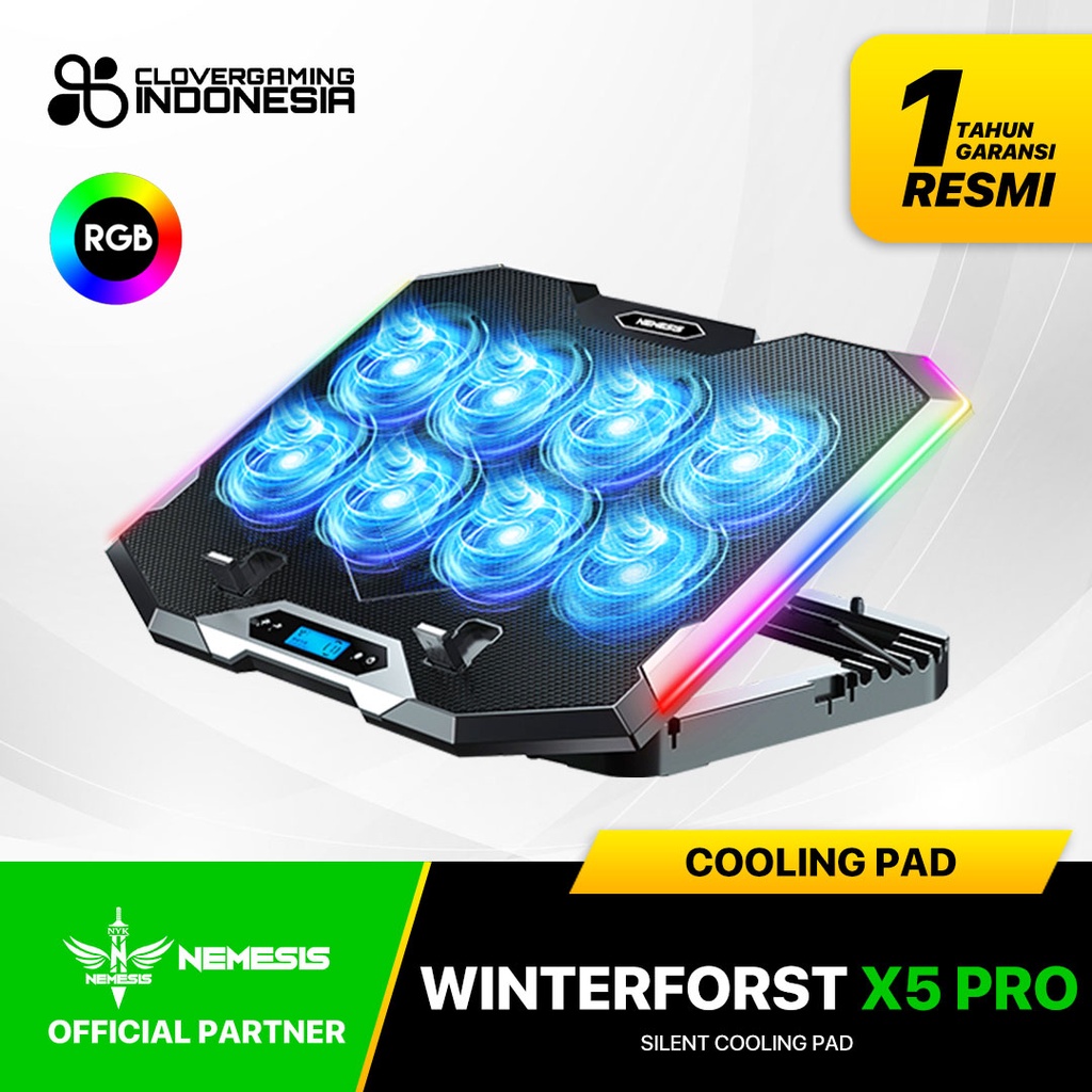 Jual NYK Nemesis X5 Pro Winter Frost RGB Cooling Pad Laptop 8 Fan ...