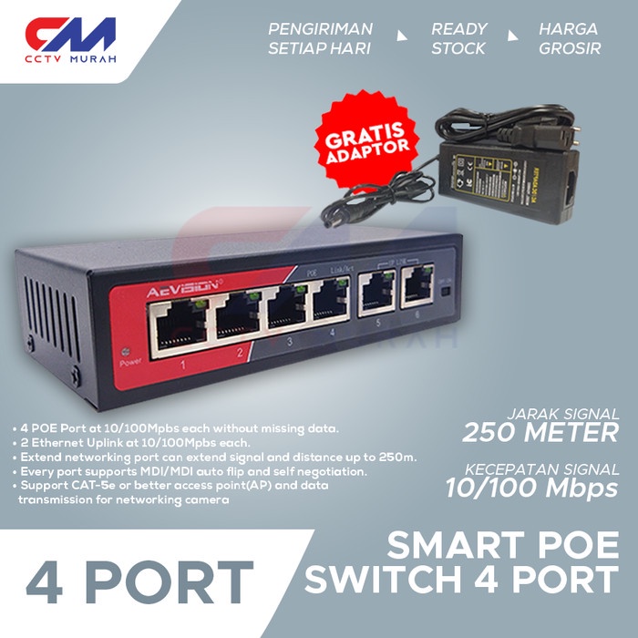 Jual POE SWITCH HUB POE 4+2 PORT / POE SWITCH 4 PORT | Shopee Indonesia