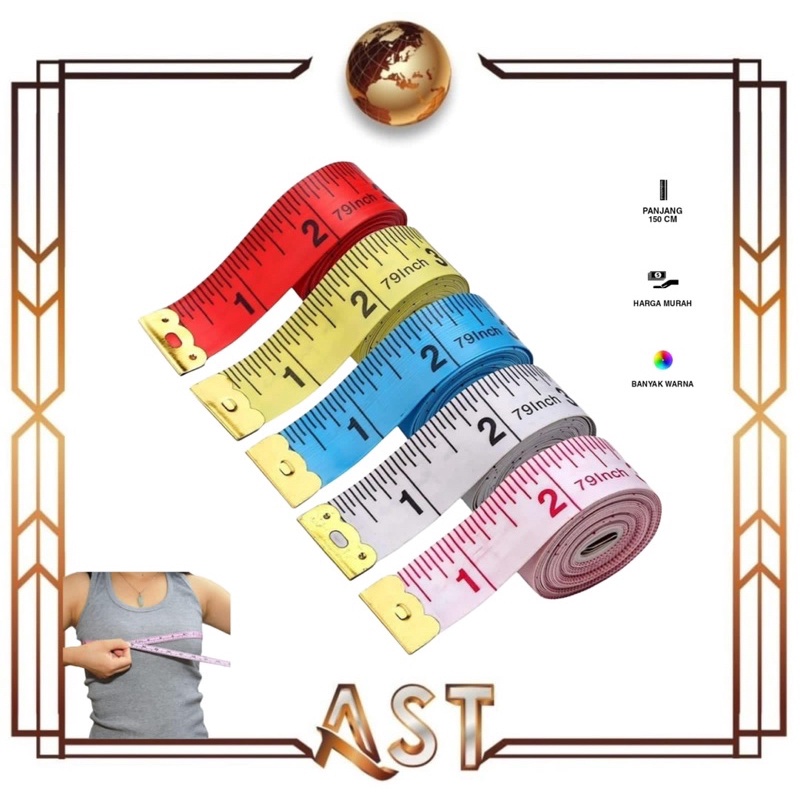 Jual Meteran Jahit Kain Baju Alat Ukur Panjang 150cm 1.5M tali Ngukur ...