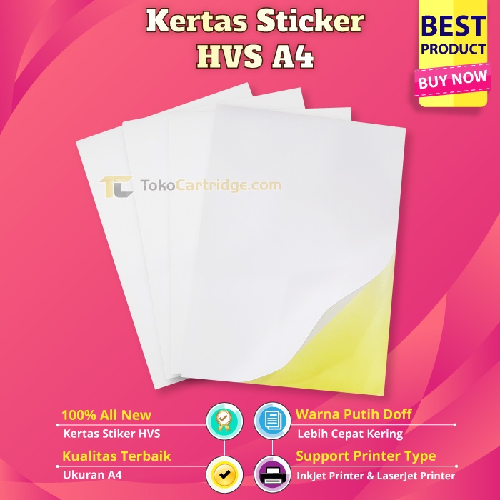 Jual Kertas Sticker HVS A4 Sticker HVS Doff Premium Quality Kertas ...