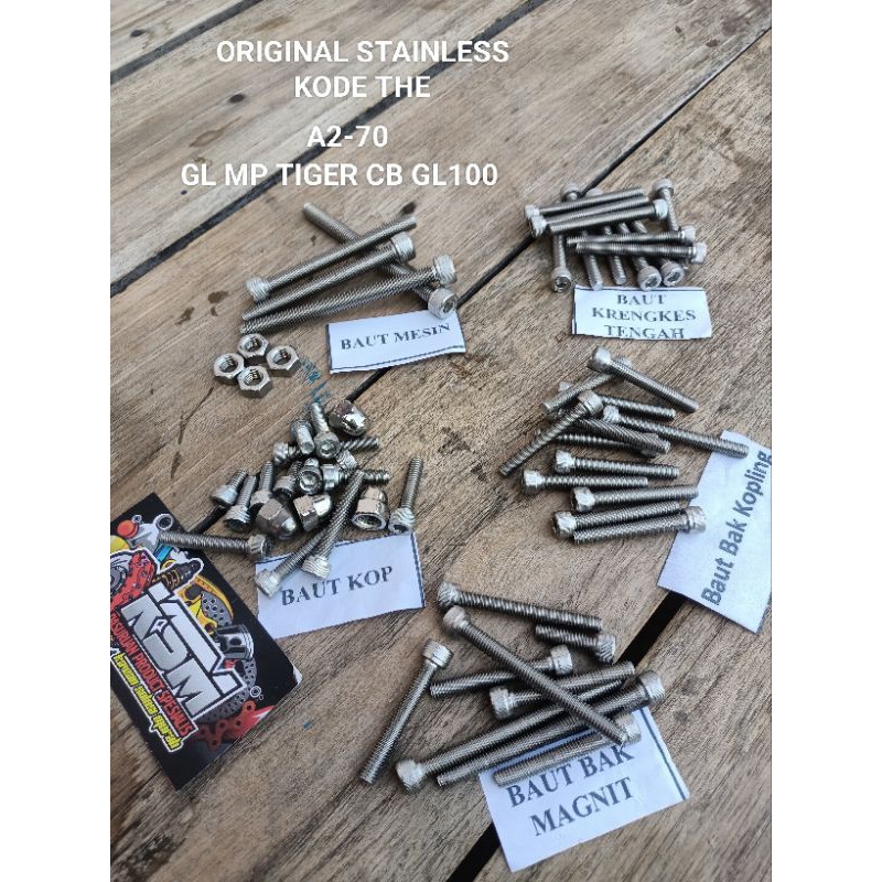 Jual BAUT L STAINLESS FULL SET MESIN CB GL MP TIGER GL100 (STAINLESS ...