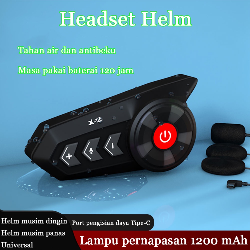 Jual Bluetooth Headset untuk Helm Sepeda Motor Nirkabel Tahan Air X-12 ...