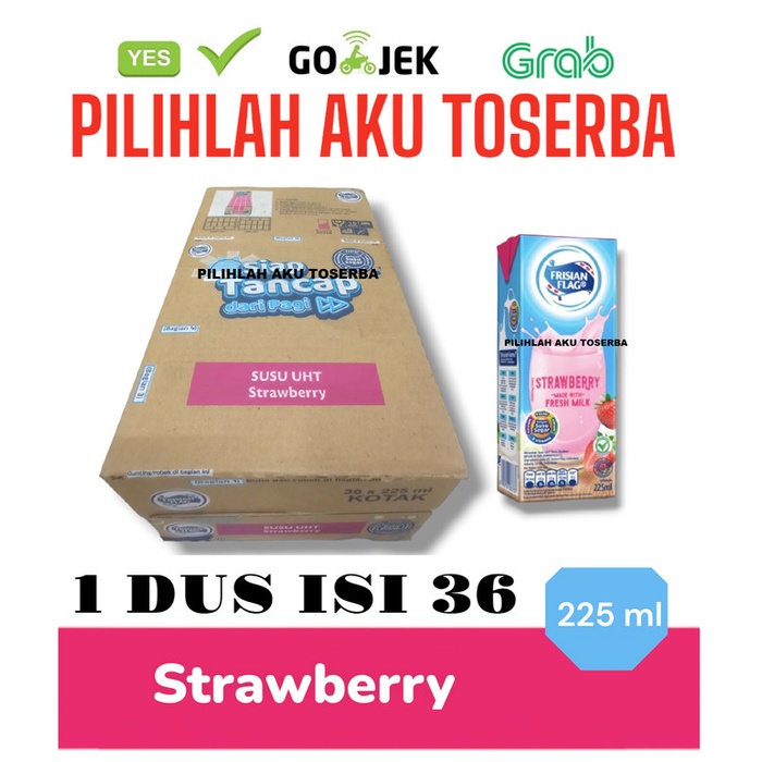 Jual Susu Frisian Flag STRAWBERRY 225 ml - (HARGA 1 DUS ISI 36 pcs) | Shopee Indonesia