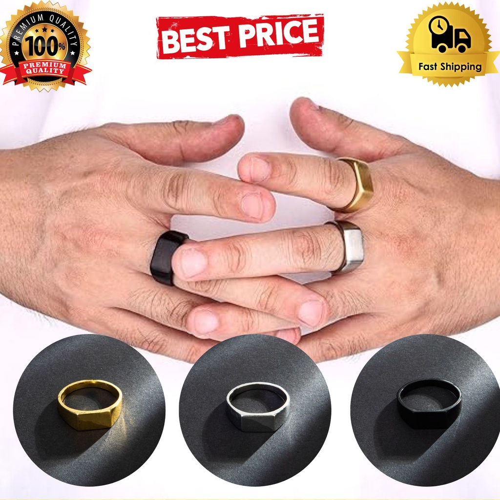 Jual Cincin pria kotak simple keren aksesoris fashion signet men ring ...