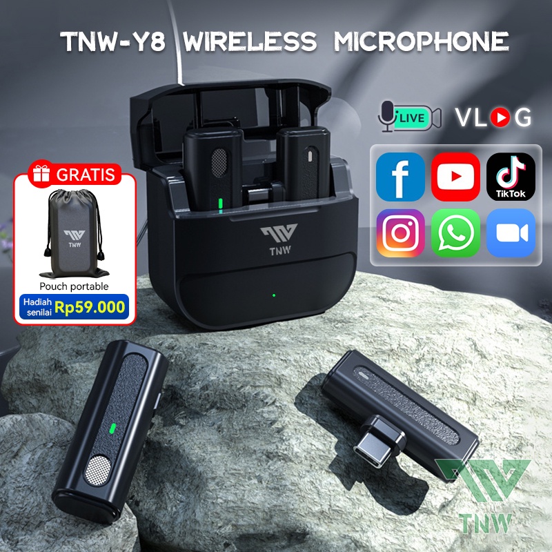 Jual TNW-Y8 Wireless Microphone Clip On Mikrofon Wireless Lavalier Mic ...