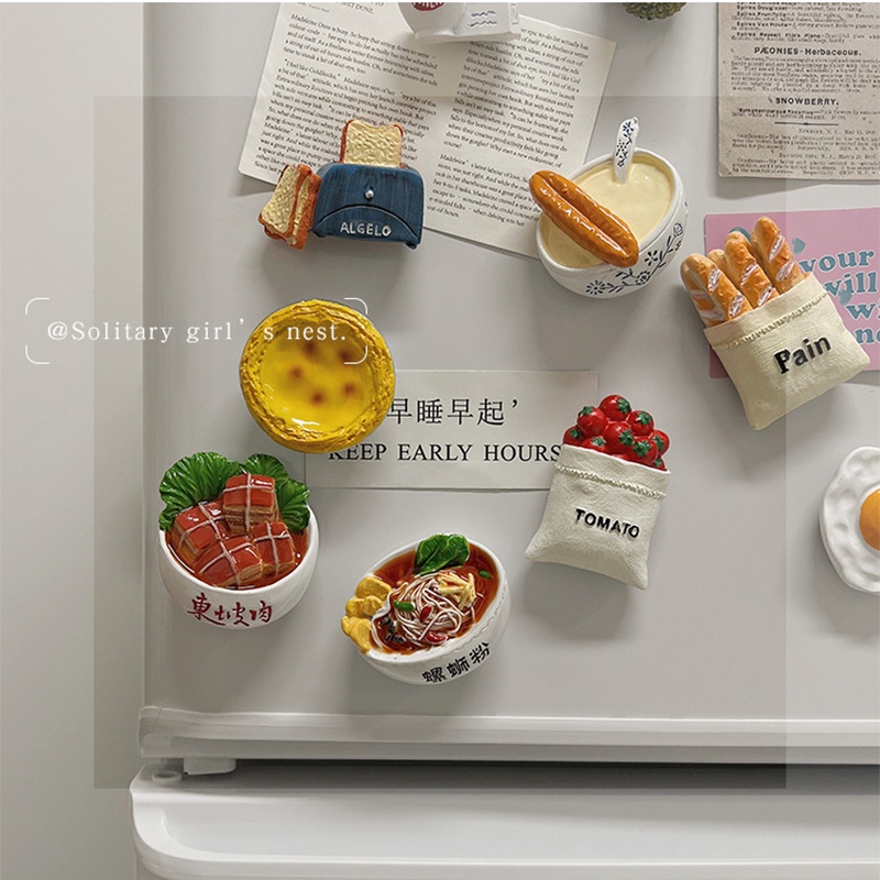 Jual Cute Food Refrigerator Magnets Personalized Creative Decoration 3D ...