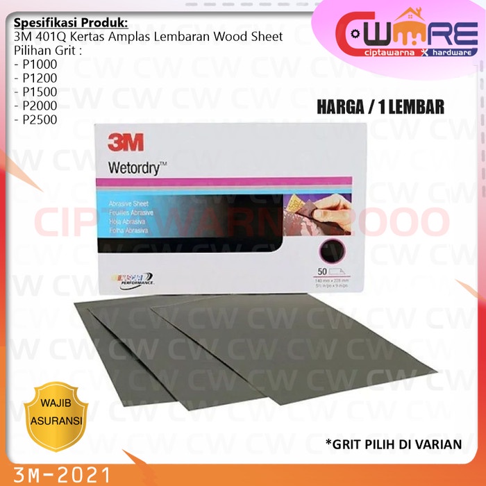Jual 3M 401Q Kertas Amplas Lembaran Wood Sheet P1000 P1500 P2000 P2500 ...