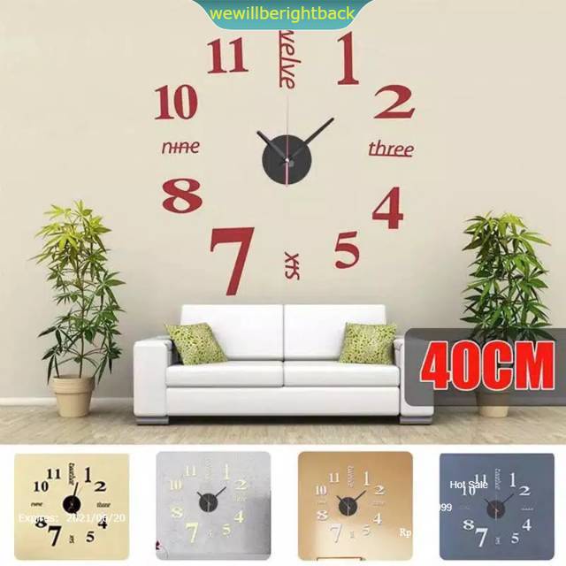 Jual Diameter 80-130cm DIY jam dinding cermin ukuran JUMBO model cermin ...