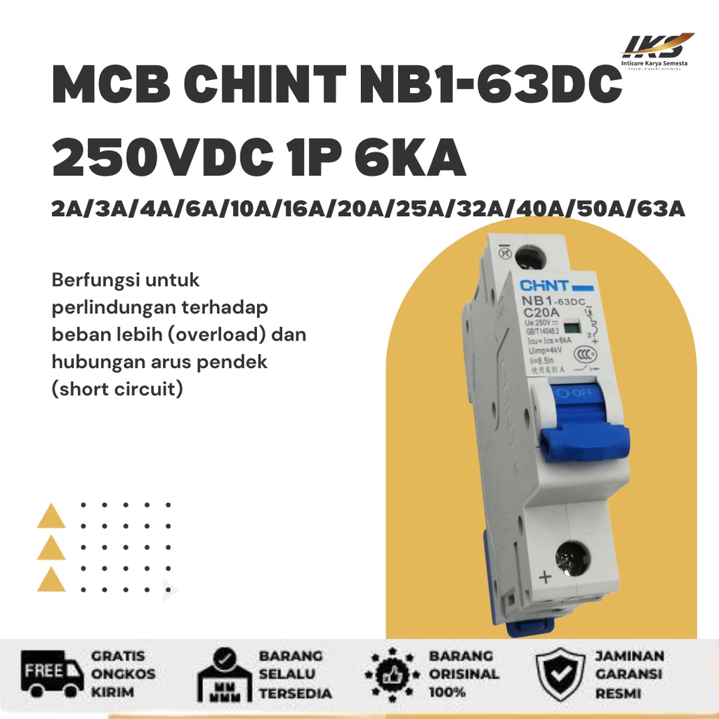 Jual MCB CHNT NB1-63DC MCB DC 250VDC 1 Phase 6kA | Shopee Indonesia