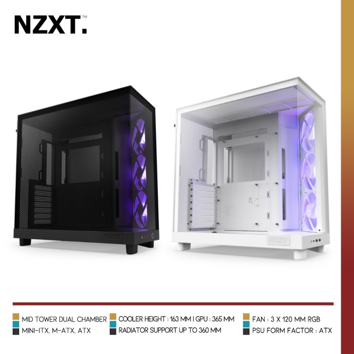 Jual NZXT H6 Flow RGB | Compact Dual Chamber Mid Tower Airflow Case RGB ...
