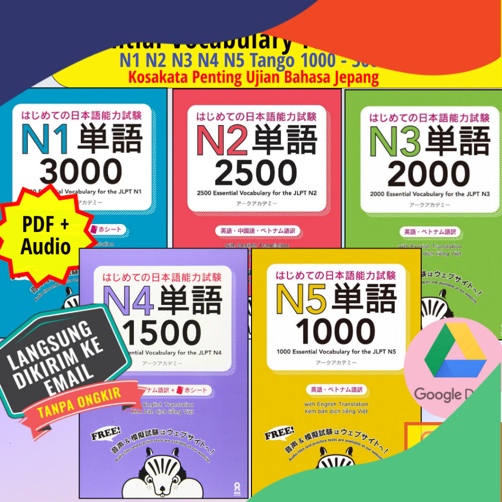 Jual {File} Essential Vocabulary for the JLPT N1 N2 N3 N4 N5 | Hajimete no Nihongo Nouryoku ...