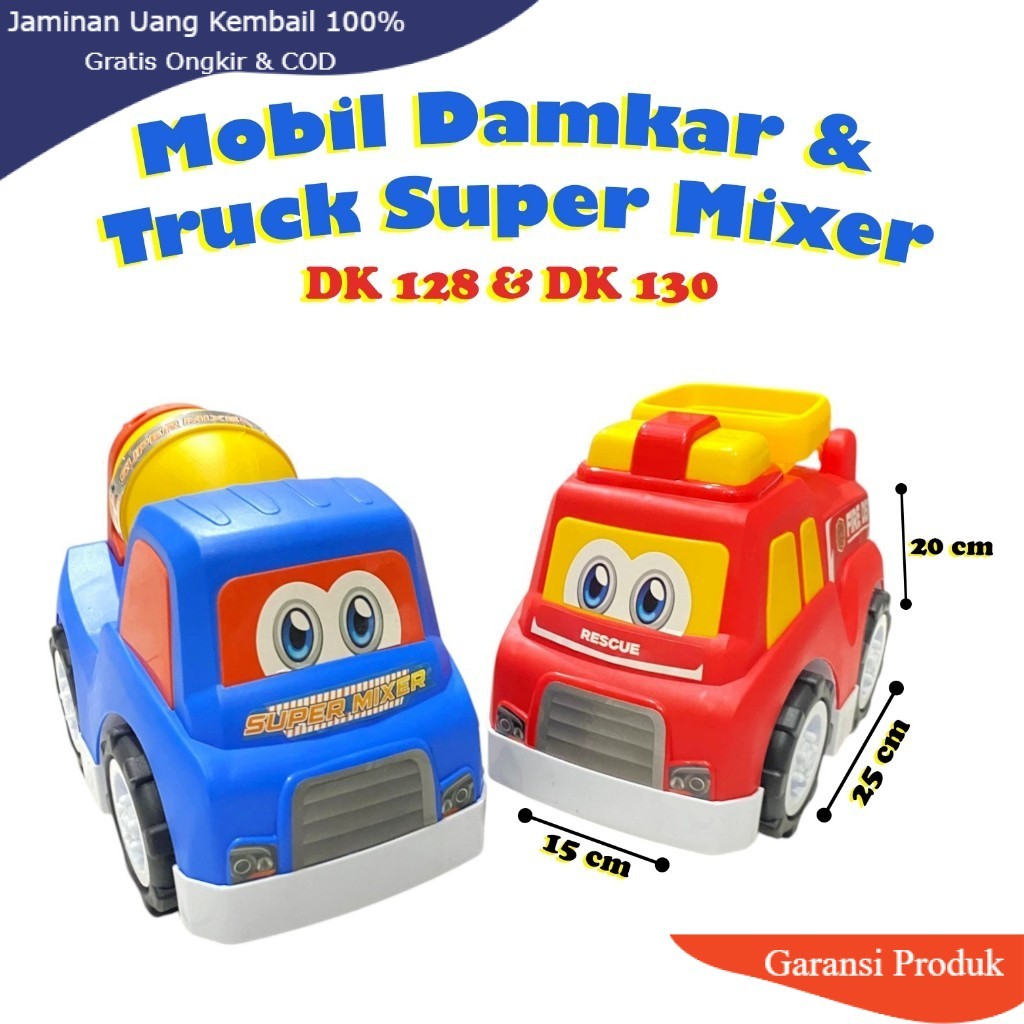 Jual Mobil Damkar & Truck Super Mixer DK 128 130 / Mainan Mobil Pemadam / Mainan Mobil Truck ...