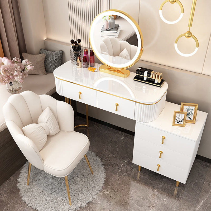 Jual Make Up Modern Vanity Table Storage Mirror Drawers Luxury Vanity ...