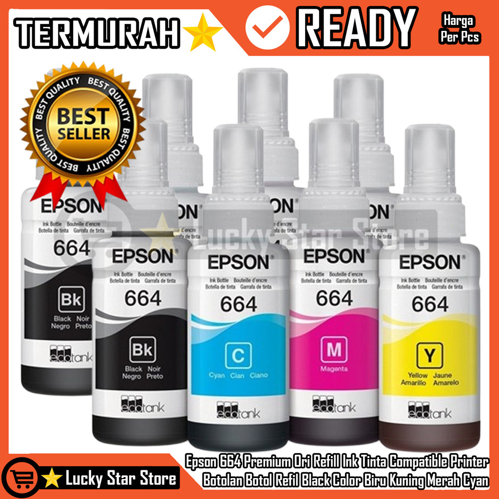 Jual Epson Tinta Original 664 T664 1 Set Ink Refill Tipe Printer L100 L110 L120 L130 L220 L222 ...