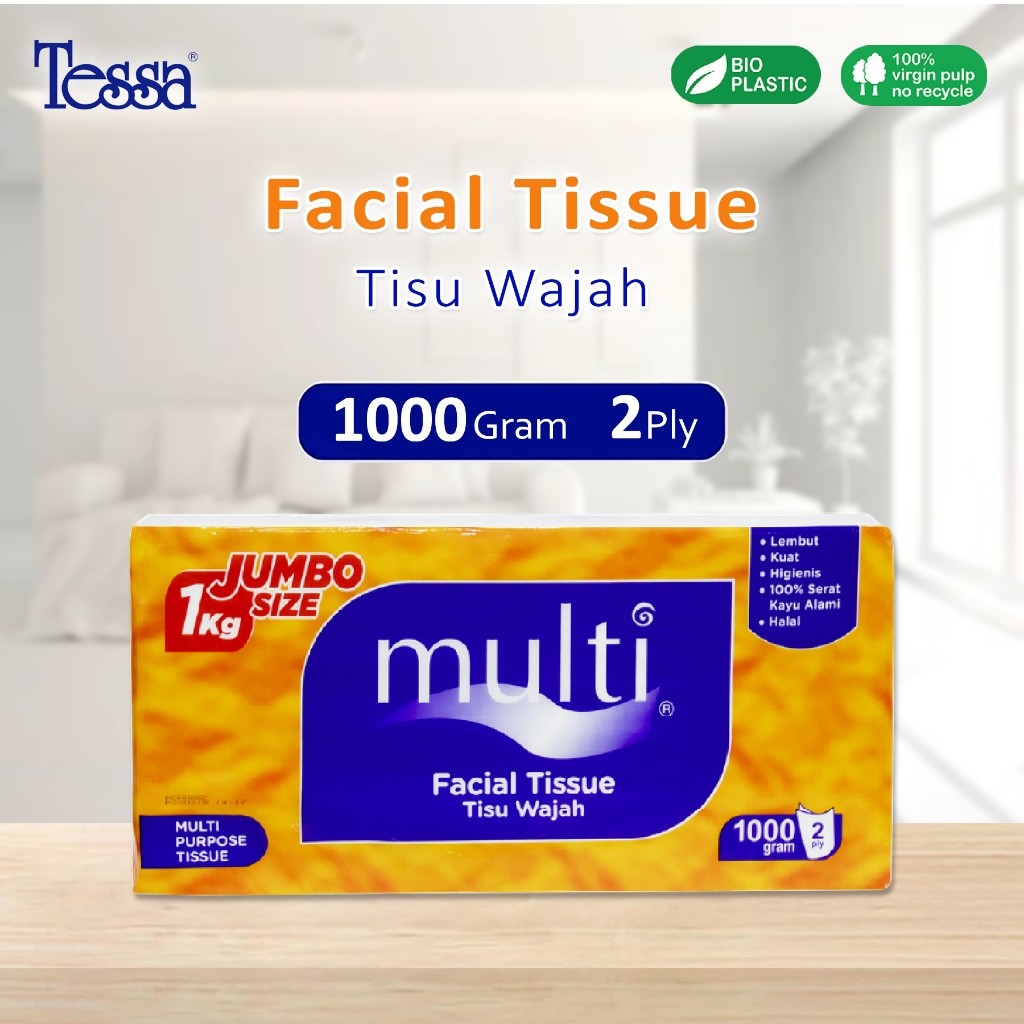 Jual Multi Facial Tissue 1000 g x 2ply Tisu Wajah JUMBO Isi Lebih ...