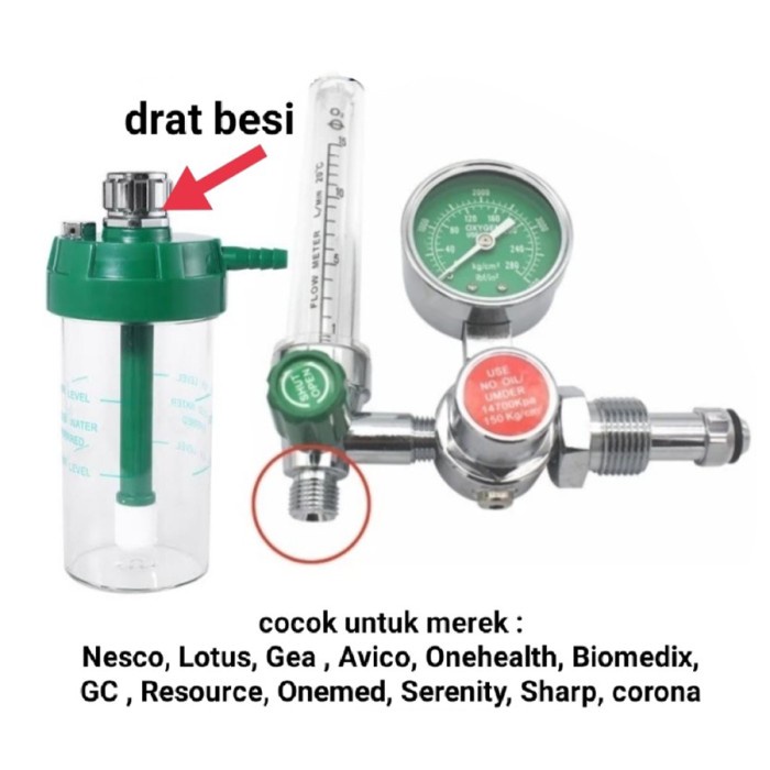 Jual Anand Tabung Humidifier Regulator Oksigen / Botol Regulator Tabung ...