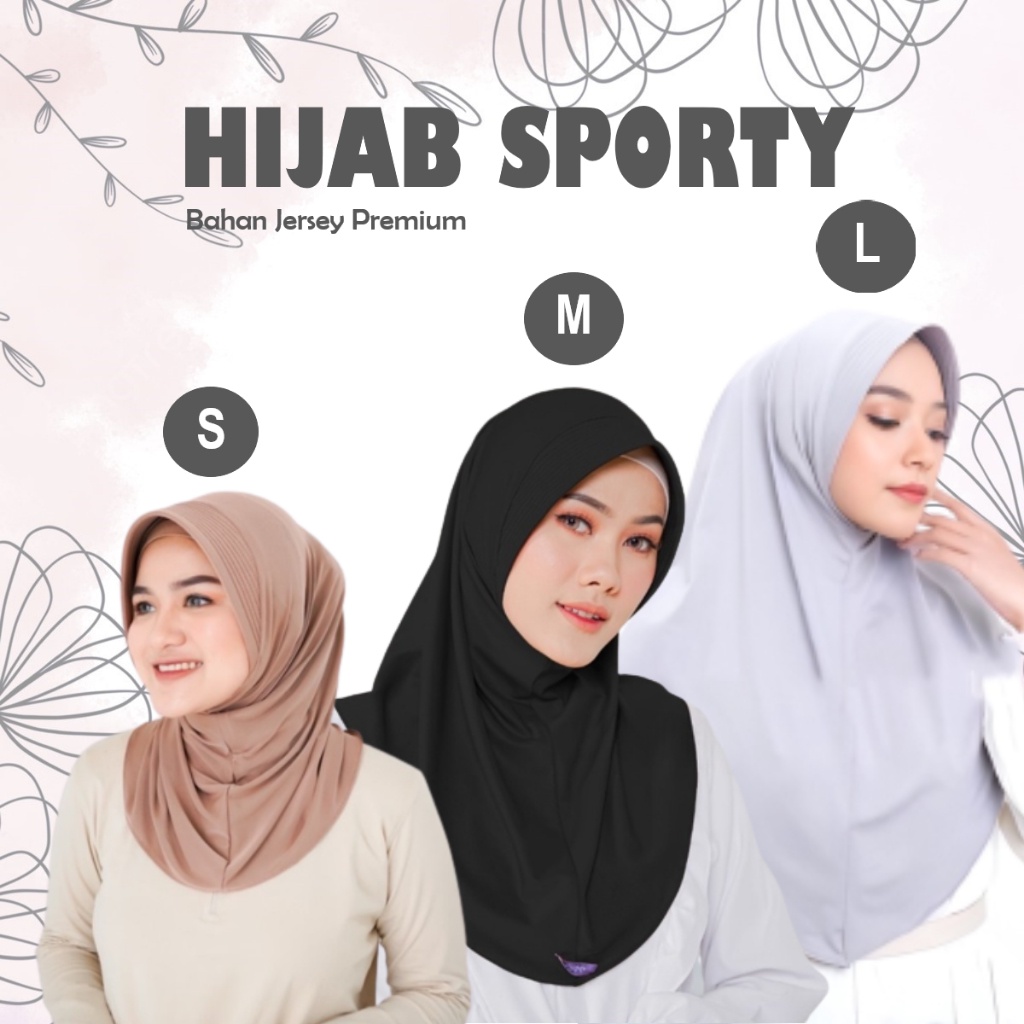 Jual Jilbab Sport Hijab Olahraga Jersey Premium Hijab Instan Olahraga Volly Basket Futsal UK S M ...