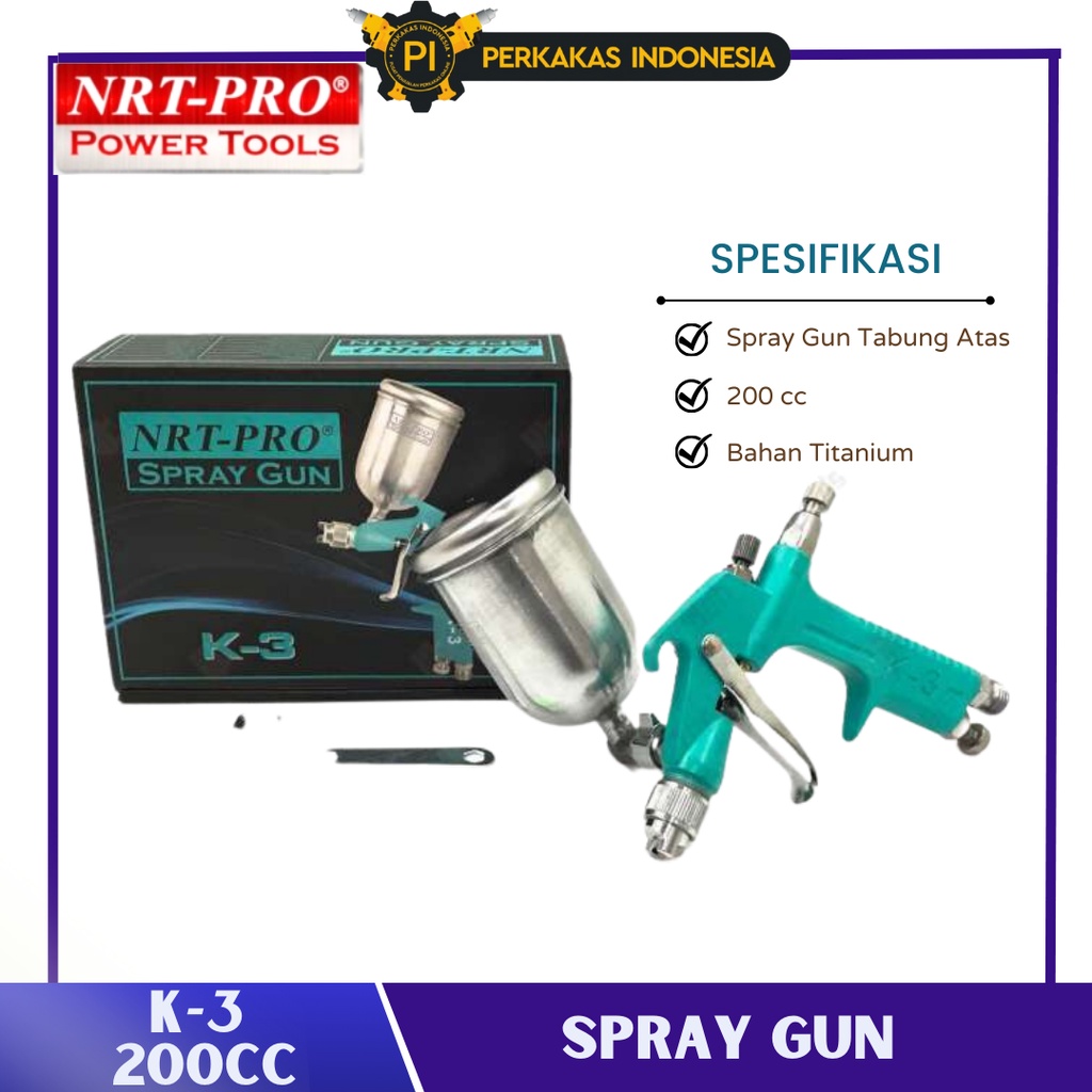 Jual Spray Gun K3 NRT PRO 200cc Alat Semprotan Cat Tabung Atas Tenaga ...