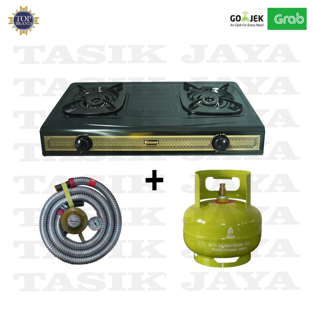 Jual Paket Kompor Gas Rinnai RI-522S 2 Tungku + Tabung 3kg Isi + Selang ...