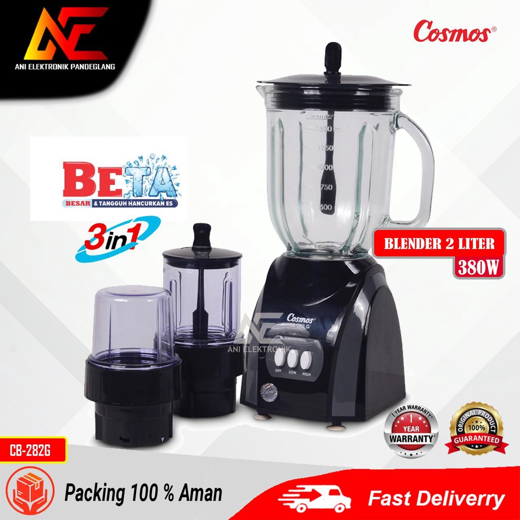 Jual Blender Kaca Cosmos CB 282 G - 3 in 1 - Big Capacity Hitam Listrik ...