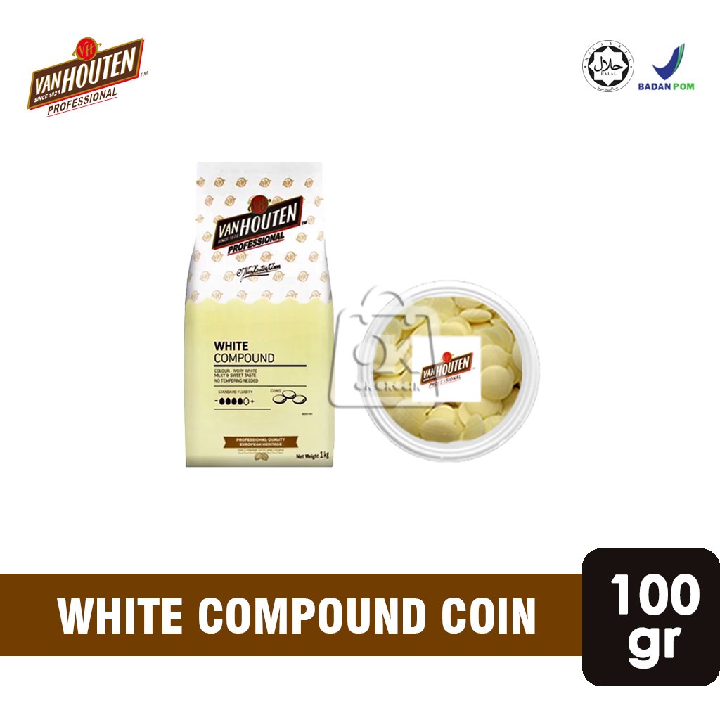 Jual White Compound Coin Van Houten / Coklat Compound Putih (Repack 100 gr) | Shopee Indonesia