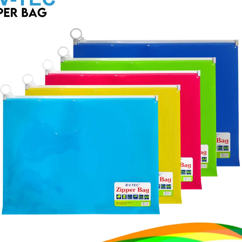 Jual V tec zipper bag folder map 8005 B5 B4 A6 A5 A4 - Zipper Lock ...