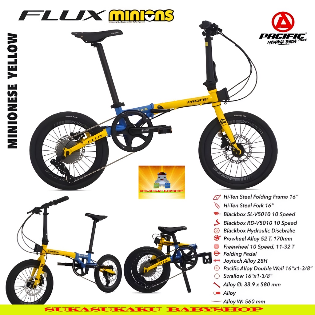 Jual Sepeda Lipat PACIFIC flux 7.0 10 speed 16 inch hydraulic Original ...