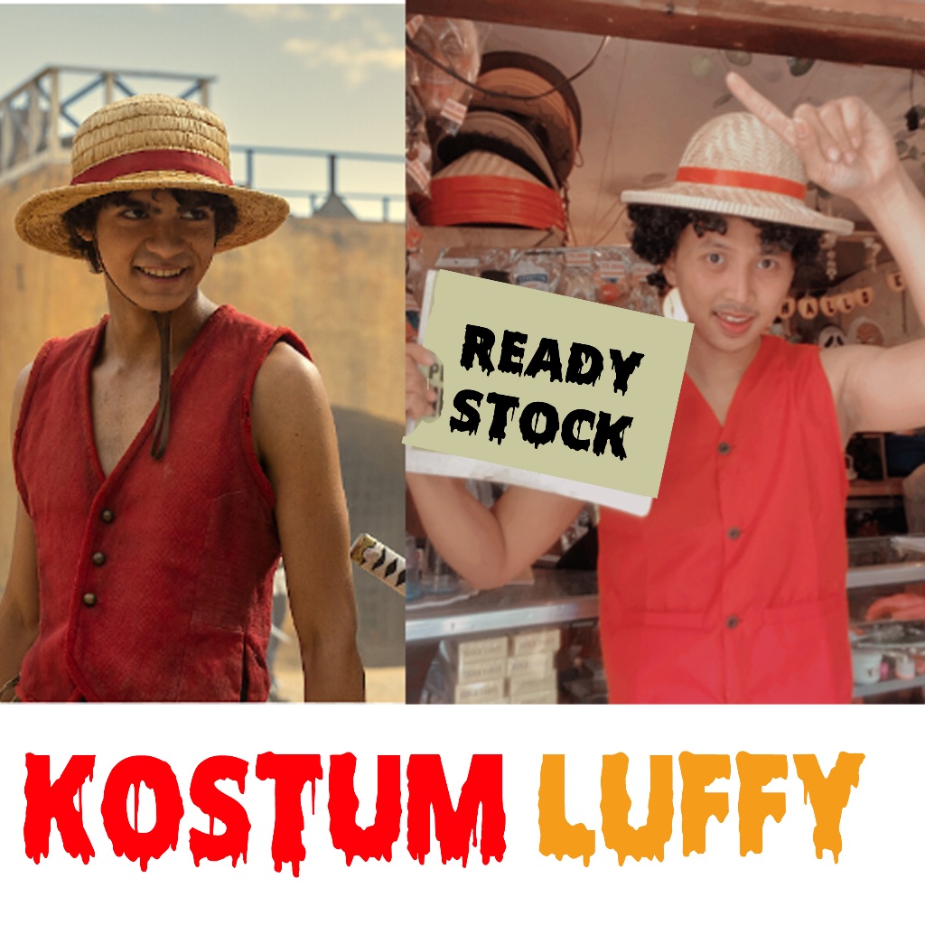 Jual COD kostum luffy one piece live action topi dan rompi | Shopee ...