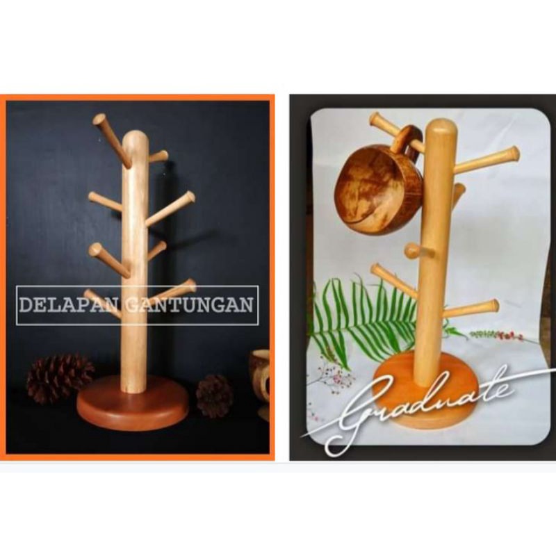 Jual Tempat Gelas Kayu / Mug Holder Kayu / Rak Cangkir / Gantungan ...